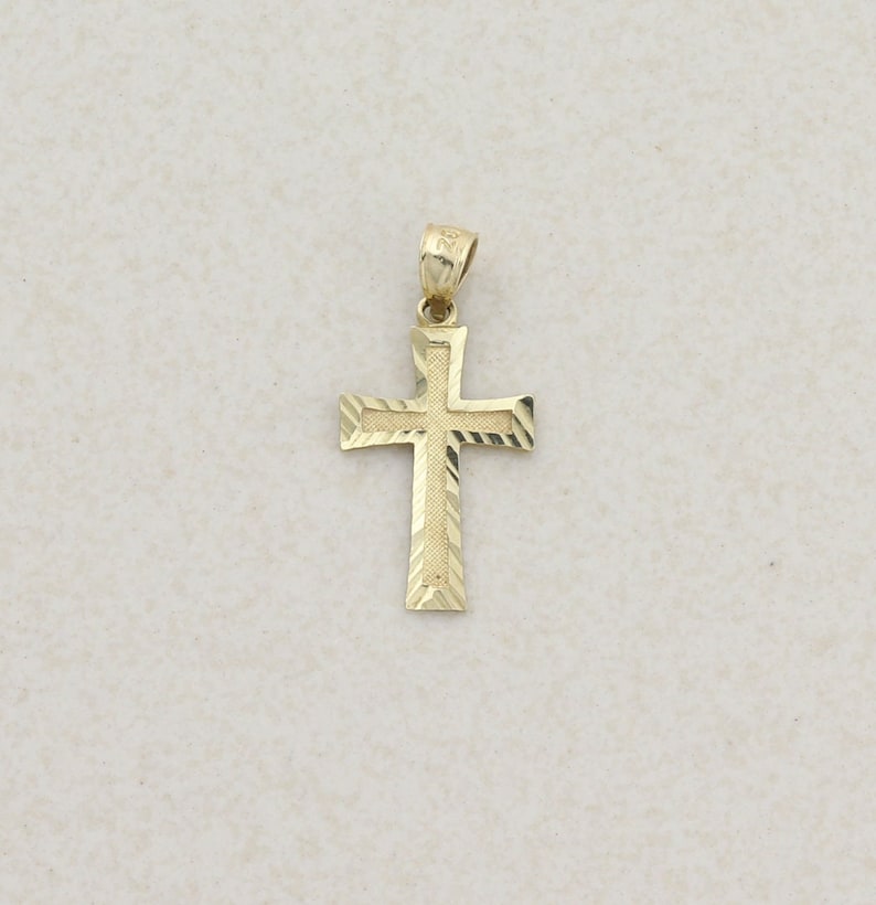Pendant Only 14k Yellow Gold Cross Pendant Small 1" X 1/2" - Etsy