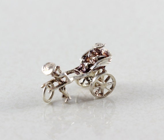 Sterling silver Chinese Rickshaw with Moving Wheels C… - Gem