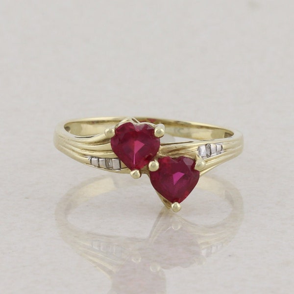 Lab Ruby Heart Ring - Etsy