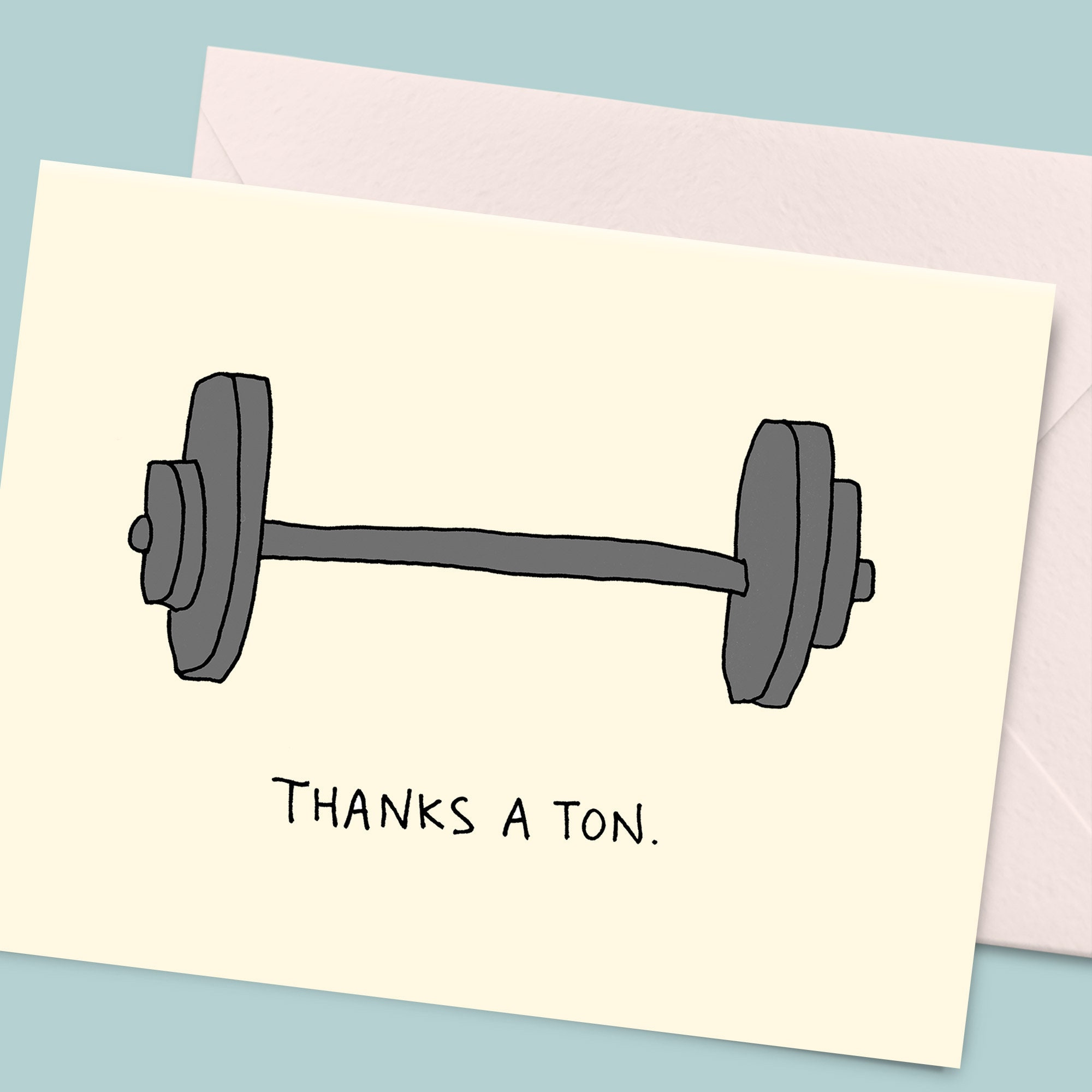 Thank You Card Cute Thanks A Ton Barbell Thank You Card - Etsy