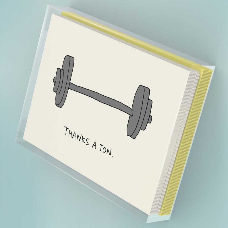 Thank You Card Cute | Thanks A Ton Barbell | Thank You Card Punny ...
