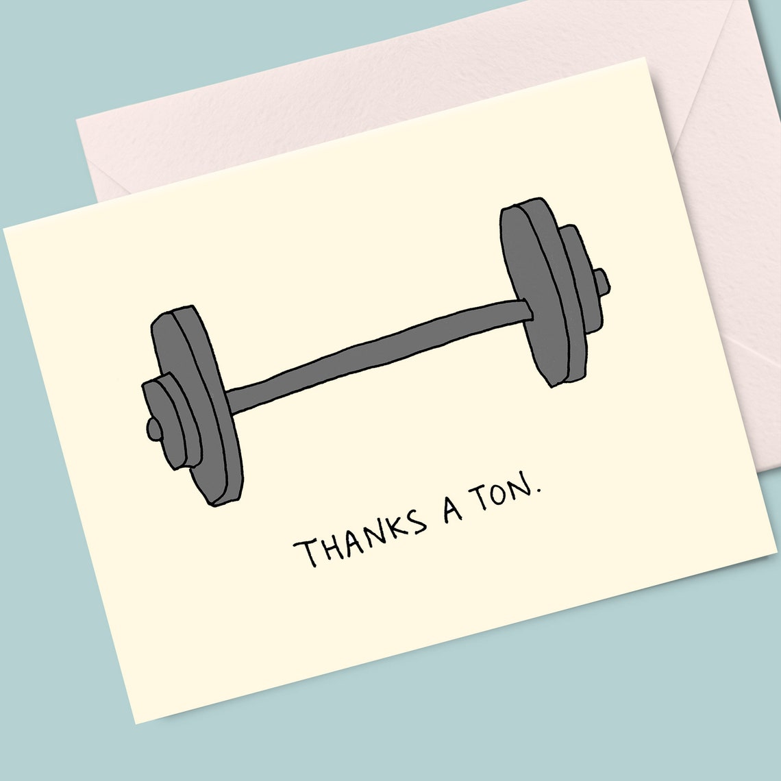Thank You Card Cute | Thanks A Ton Barbell | Thank You Card Punny ...