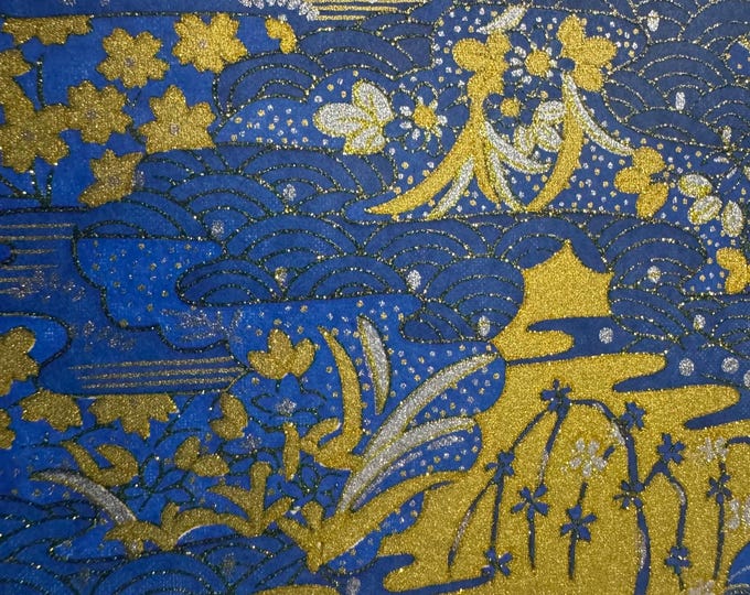 Origami Paper, Chiyogami Paper, Yuzen Paper, Washi Paper. Blue With ...