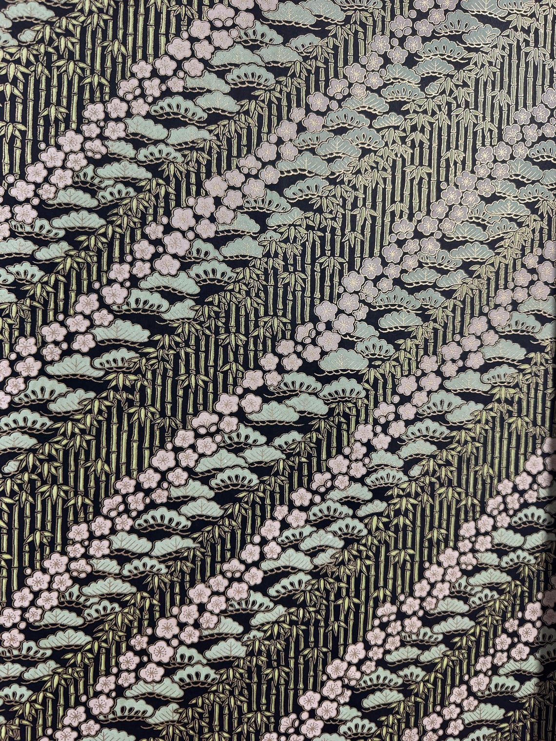 Origami Paper, Chiyogami, Yuzen, Washi. Shochikubai Black Pattern ...