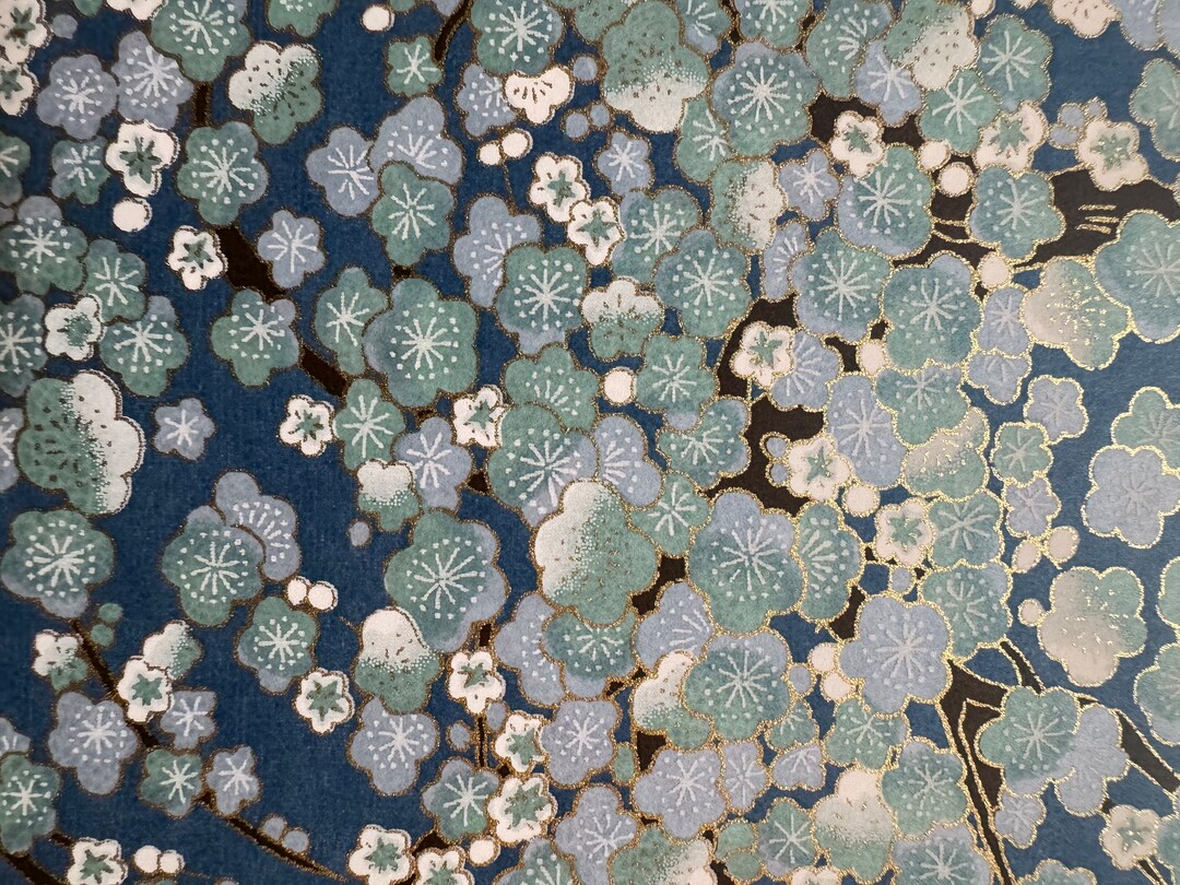 Origami Paper, Chiyogami Paper, Yuzen Paper, Washi Paper. Blue Sakura ...