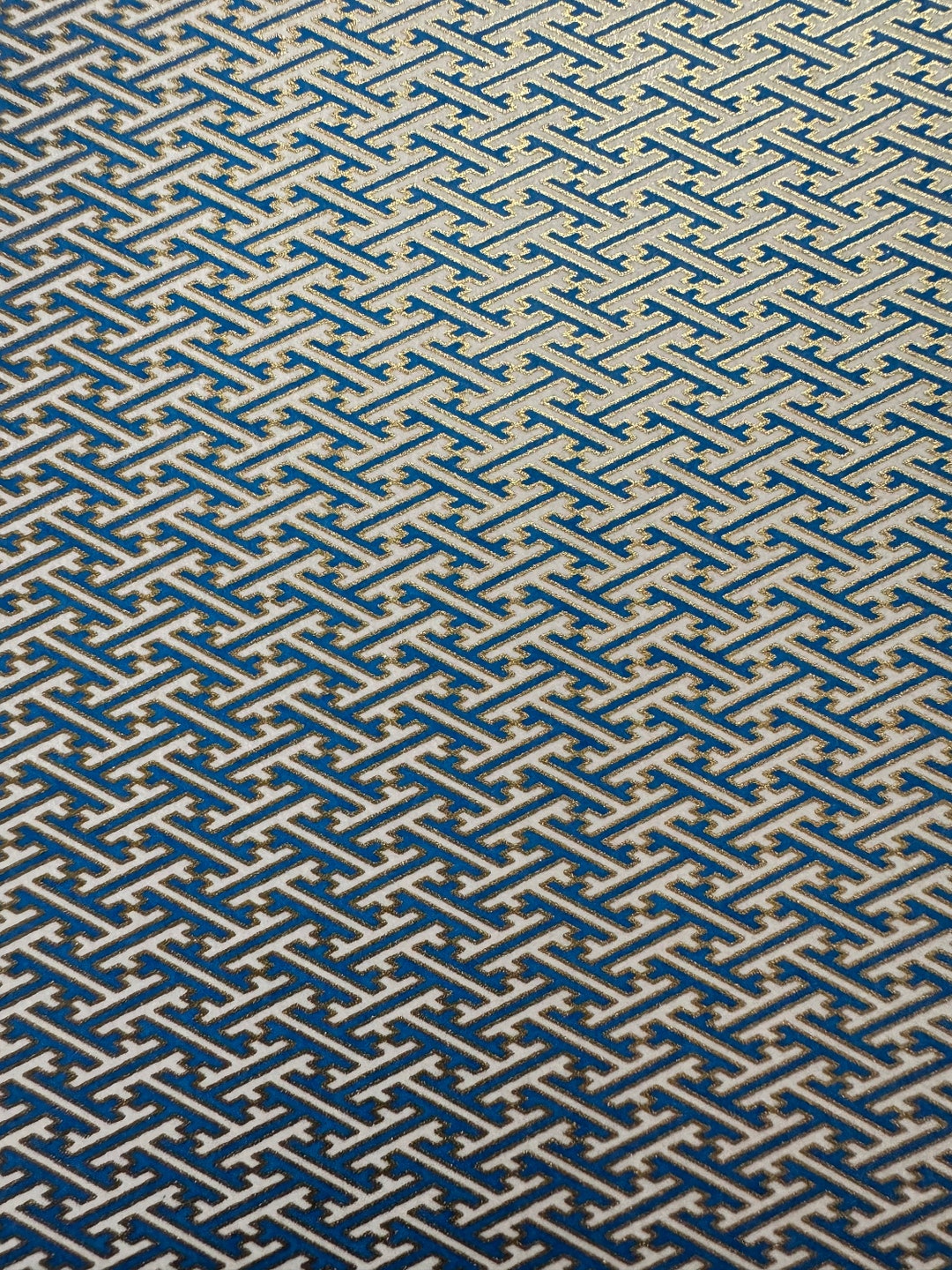 Origami Paper, Chiyogami, Yuzen, Washi. Gold Maze-like Blue and White ...