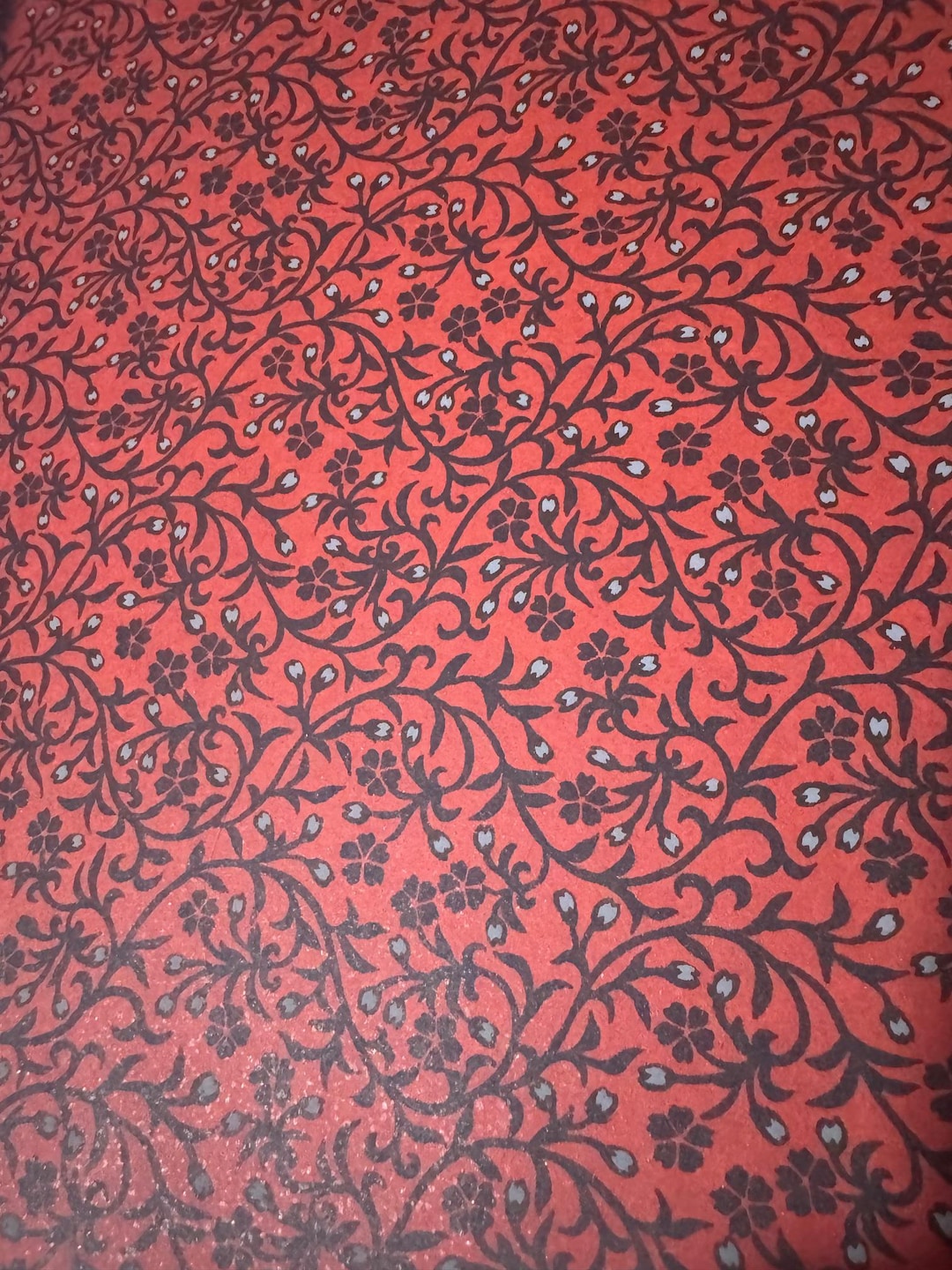 Origami Paper, Chiyogami, Yuzen, Washi. Red & Black Kamakura-bori Style Karakusa Pattern ...