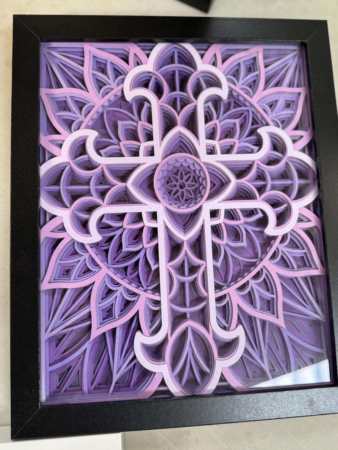 Cross Shadow Box, 3D Mandala. Custom Colors Available. - Etsy