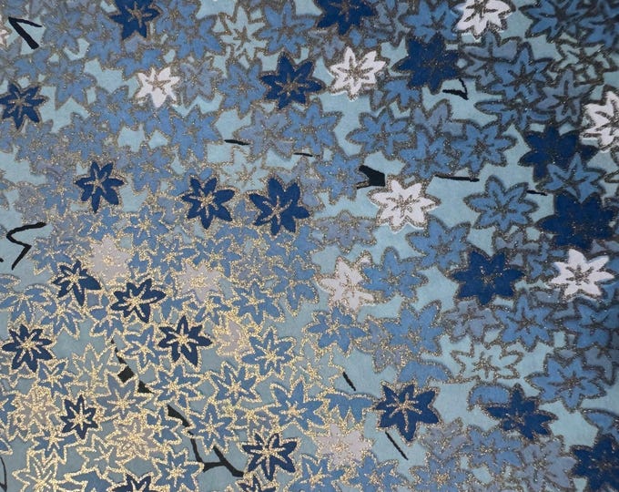 Origami Paper, Chiyogami, Yuzen, Washi . Blue Maple Leaf Pattern ...