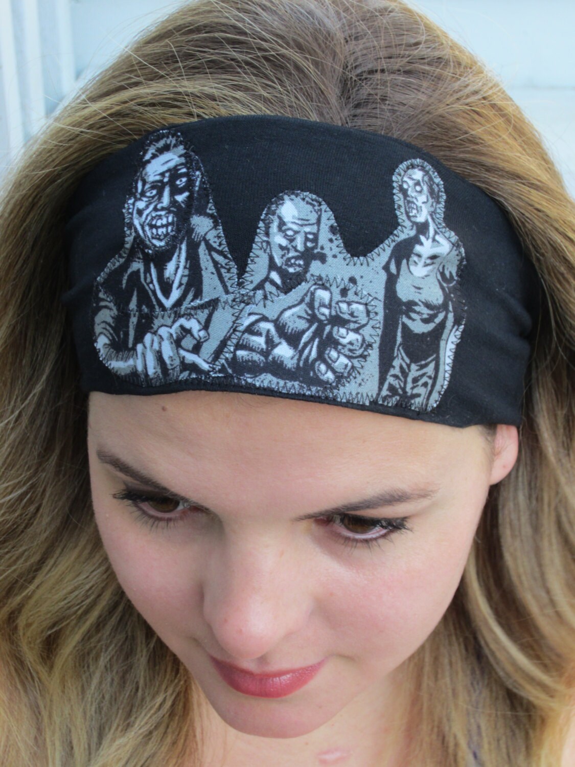 Zombie Headband Zombies on Black Headband Stretch Headband - Etsy