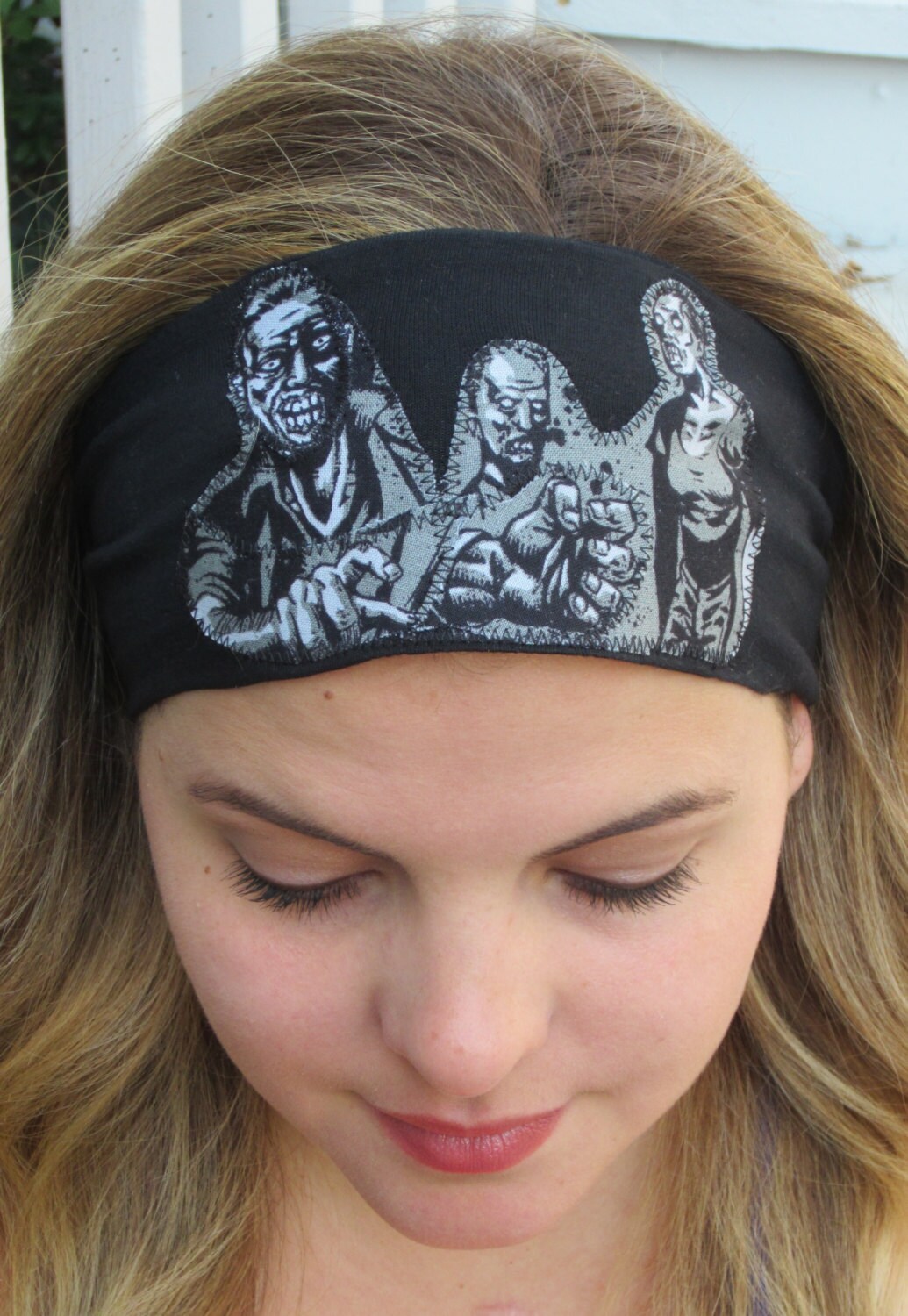Zombie Headband Zombies on Black Headband Stretch Headband - Etsy
