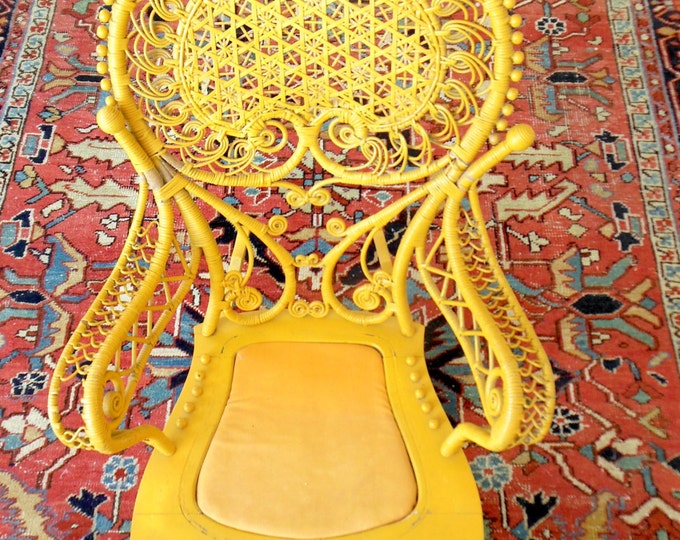 Wicker Rocker Victorian Ornate Yellow Shabby Chic - Etsy