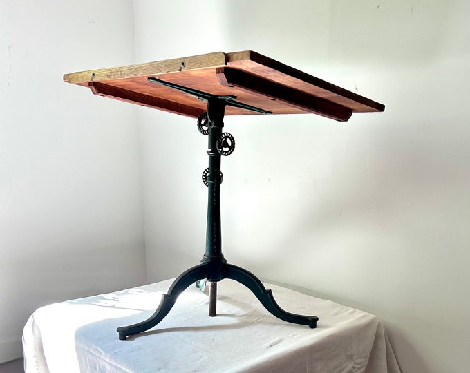 Drafting Table Cast Iron Antique Drafting Adjustable Brooklyn Tripod ...