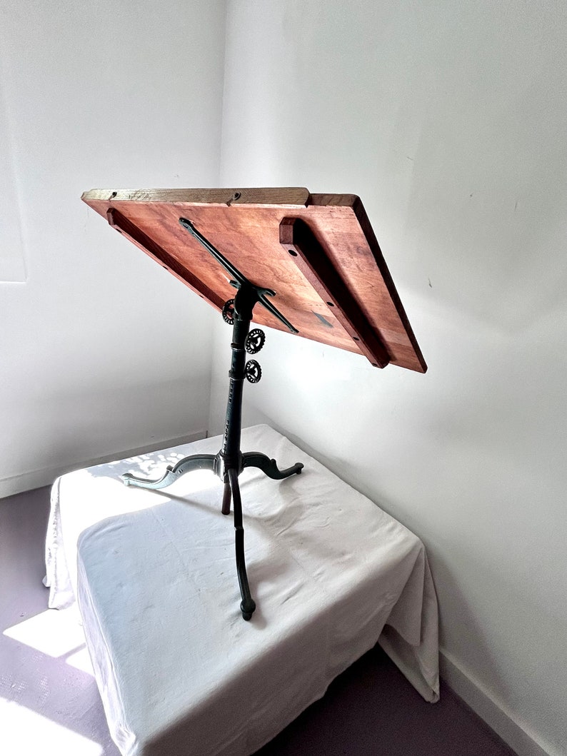 Drafting Table Cast Iron Antique Drafting Adjustable Brooklyn Tripod ...