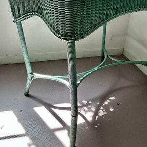 Wicker Table 1900's Shabby Chic Green Distressed Wicker Porch Table - Etsy