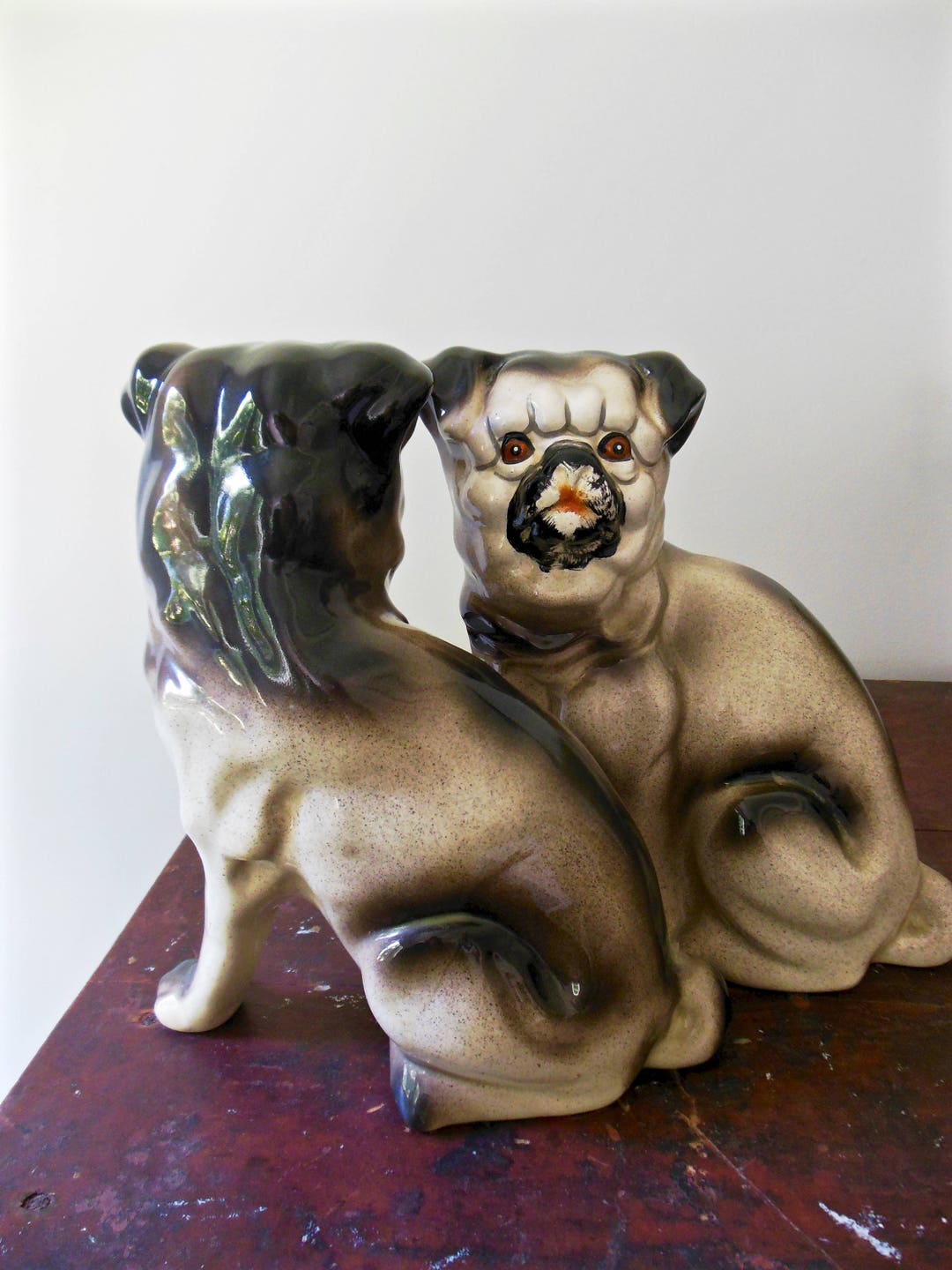 Vintage Pug Pottery Dog Figurine Pugs Staffordshire Style - Etsy