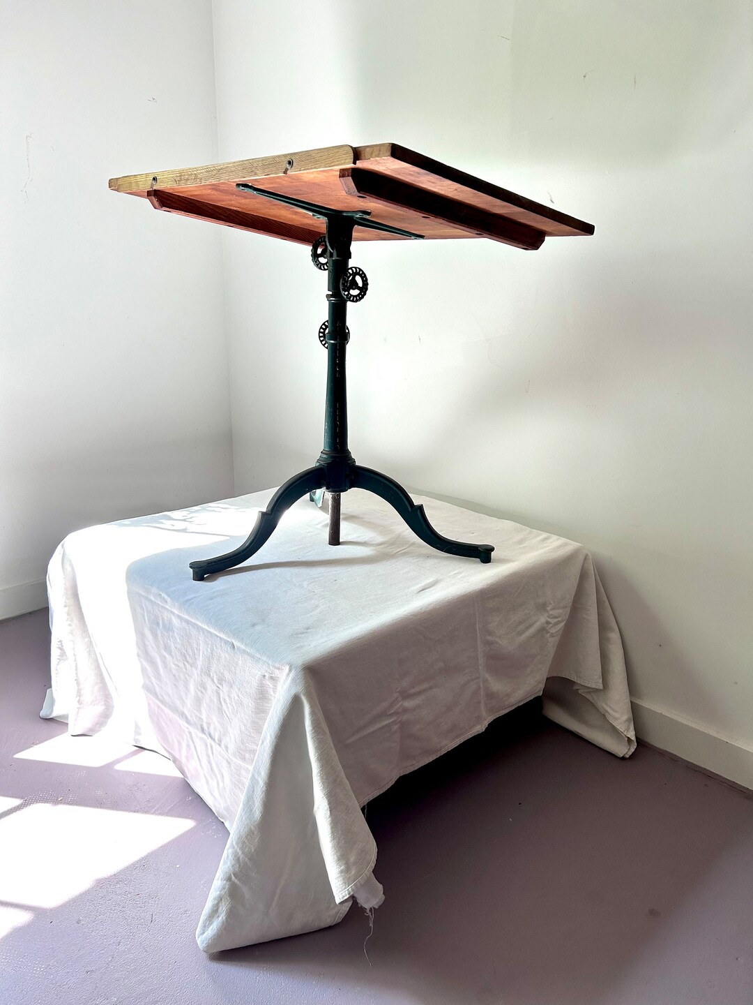 Drafting Table Cast Iron Antique Drafting Adjustable Brooklyn Tripod ...