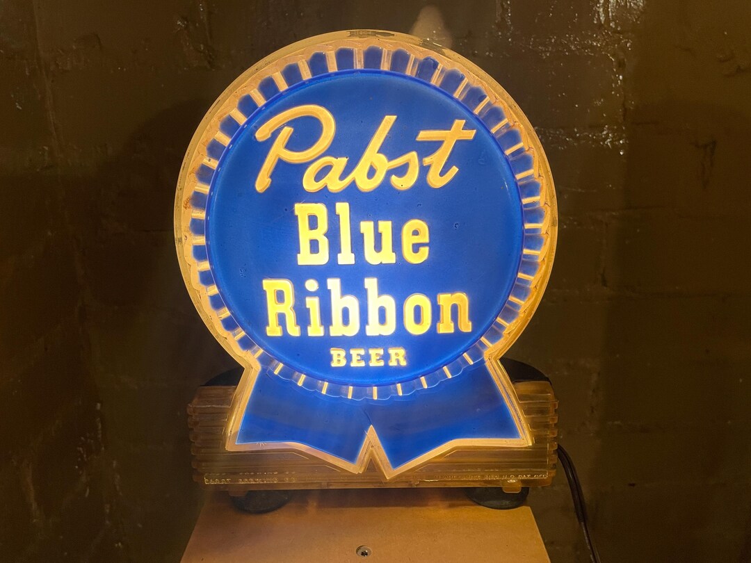 CIRCA 1950s PBR Sign: Vintage 50s Pabst Blue Ribbon Beer Lighted Sign ...