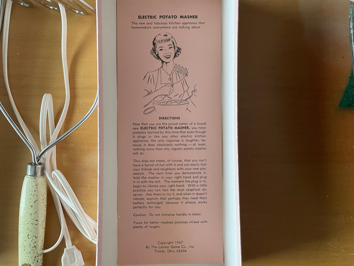 VINTAGE 1967 PRANK Oddity: Electric Potato Masher Joke Oddity by ...