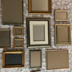Gallery Wall Set Gold Silver Tone Wood Frames Resin Frames Faux Wood ...