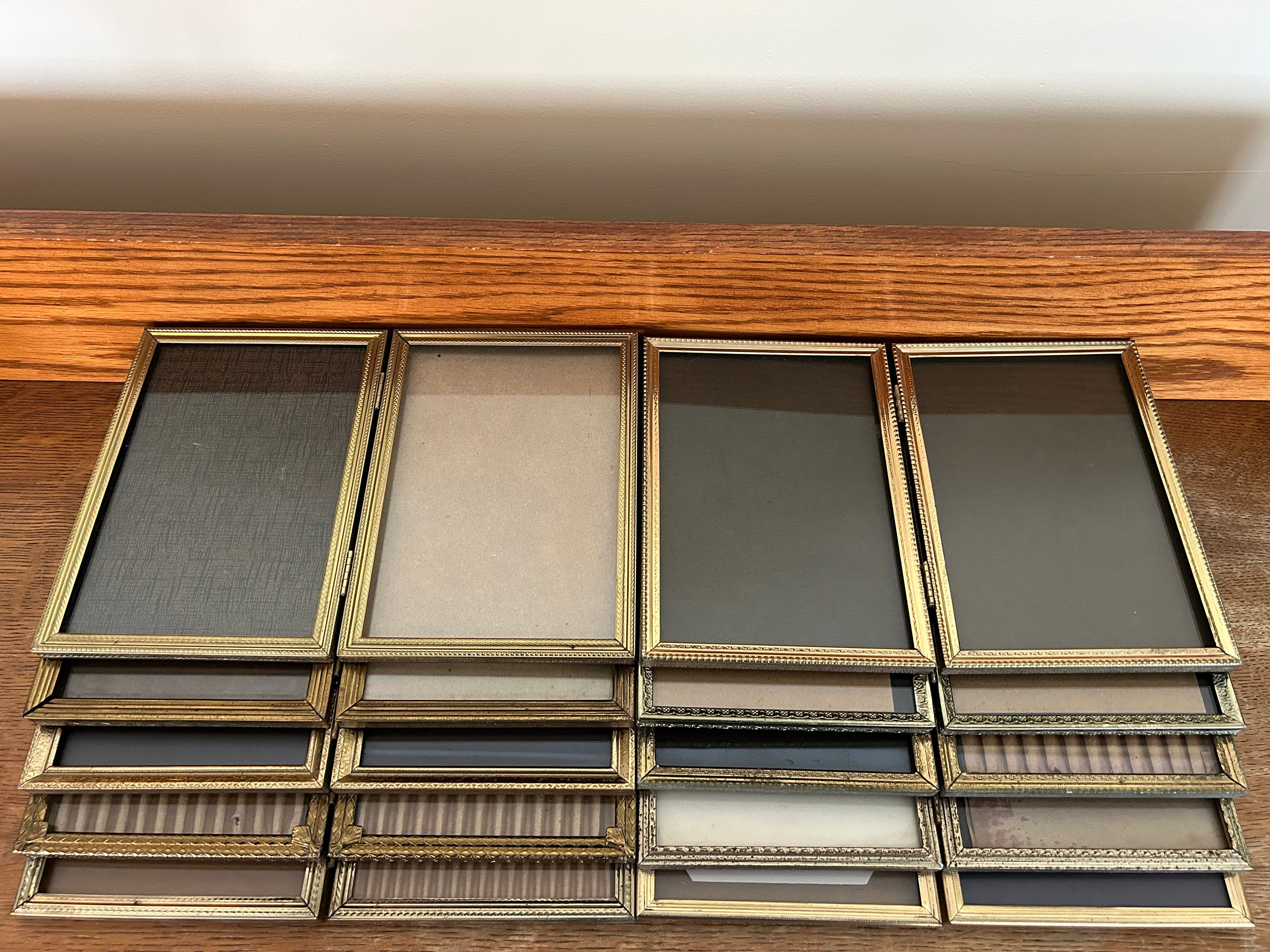 Vintage Double Metal Frames 5x7 Hinged Bi-fold Table-top or Wall ...