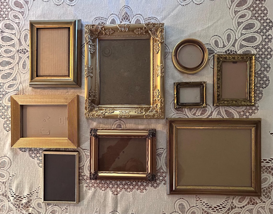 Gallery Wall Frames Gold Brass Bronze Tones Wood Grain Frames - Etsy
