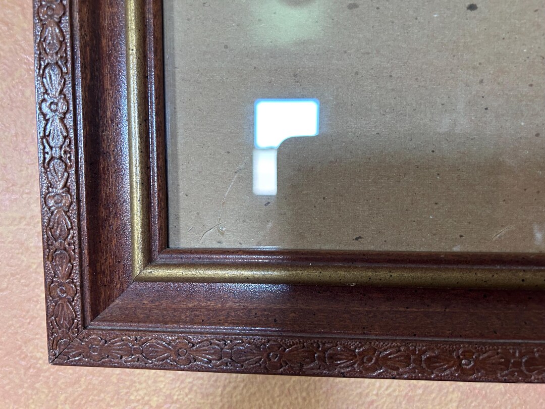 16x20" Maple Color Wood Picture Frame Carved Detail Border Gold Accent ...
