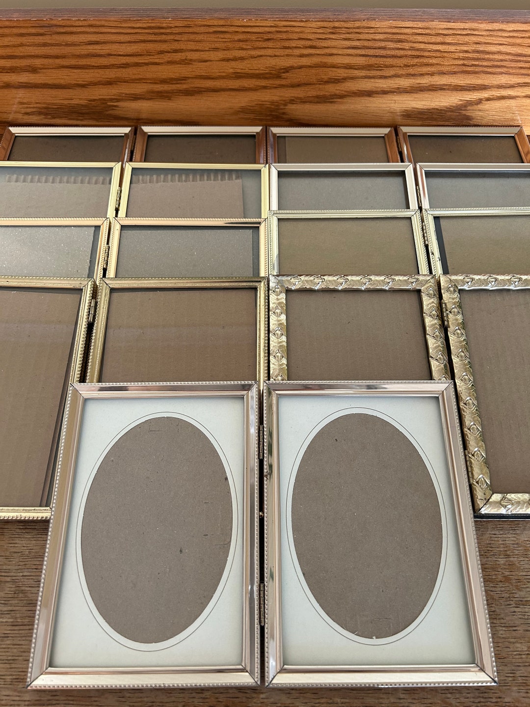 Vintage Double Metal Frames 5x7 Hinged Bi-fold Table-top or Wall ...