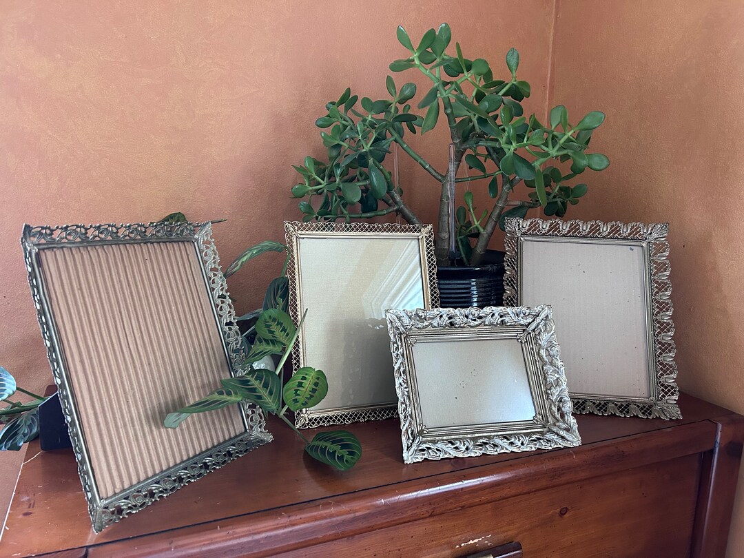 8x10 5x7 Gold Brass Color Metal Vintage Frames Filagree Lattice Work ...
