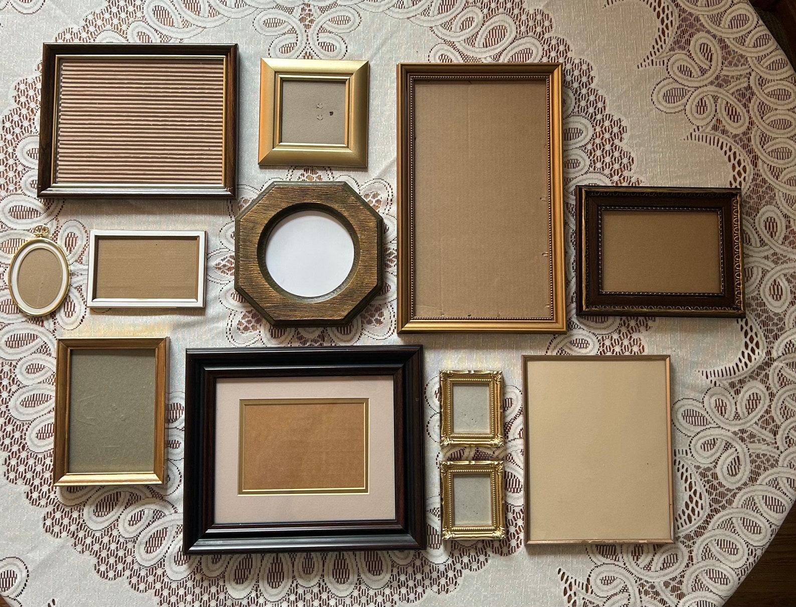 Gallery Wall Mixed Set Gold Silver Bronze Tone Frames With Wood Grain ...