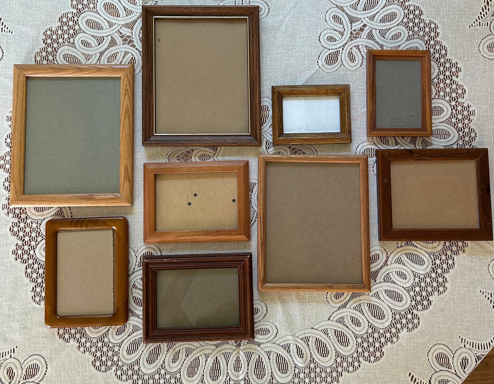 Gallery Wall Set Mixed Wood Frames up to 8x10” Light Dark Medium and ...