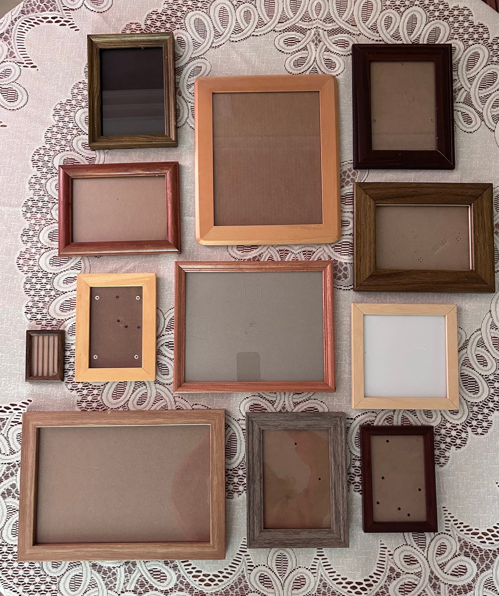 Gallery Wall Set Mixed Wood Frames up to 8x10” Light Dark Medium and ...