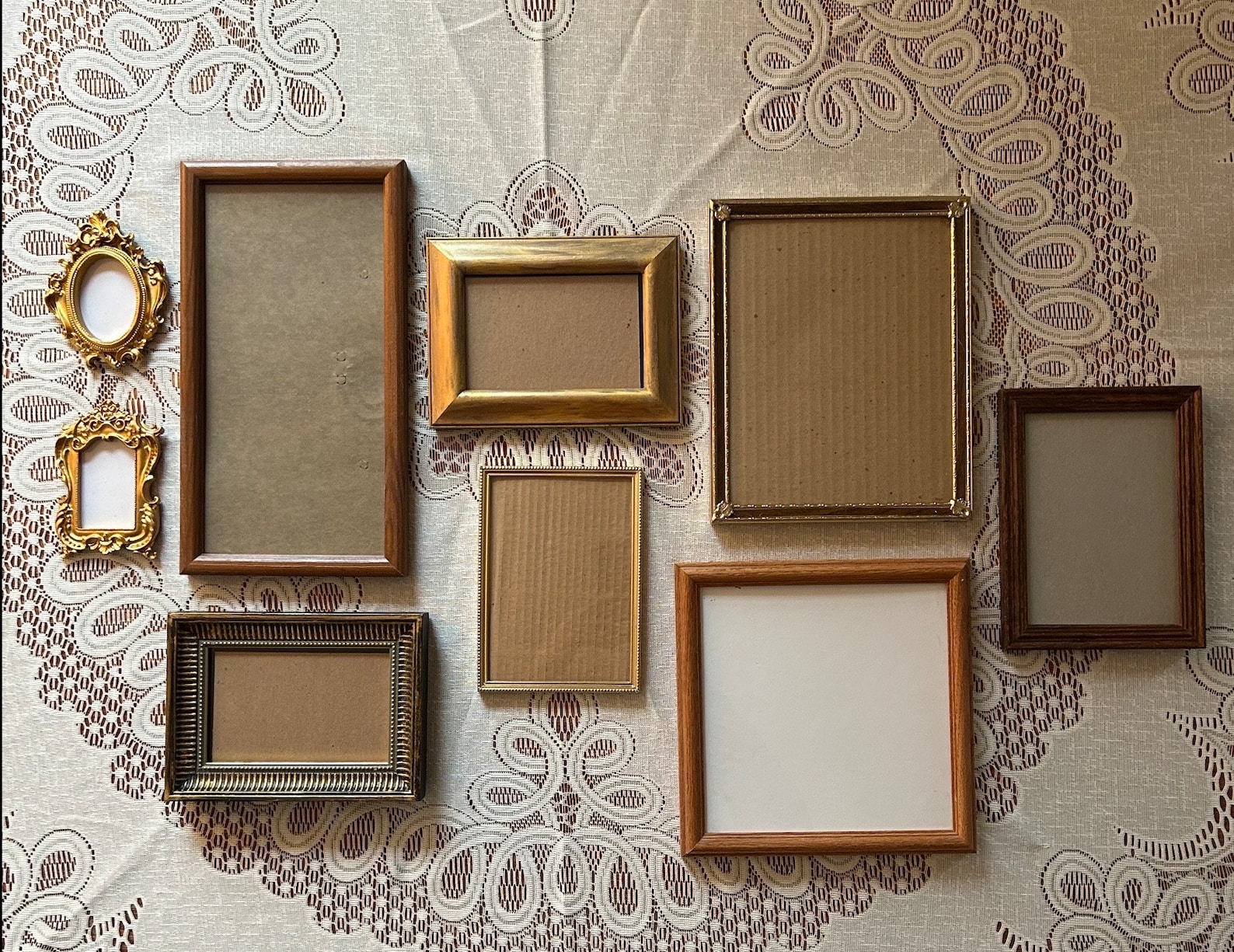 Gallery Wall Mixed Set Gold Silver Bronze Tone Frames With Wood Grain ...
