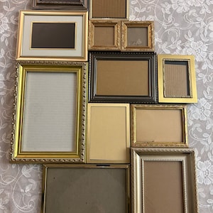 Gallery Wall Set Gold Silver Tone Wood Frames Resin Frames Faux Wood ...