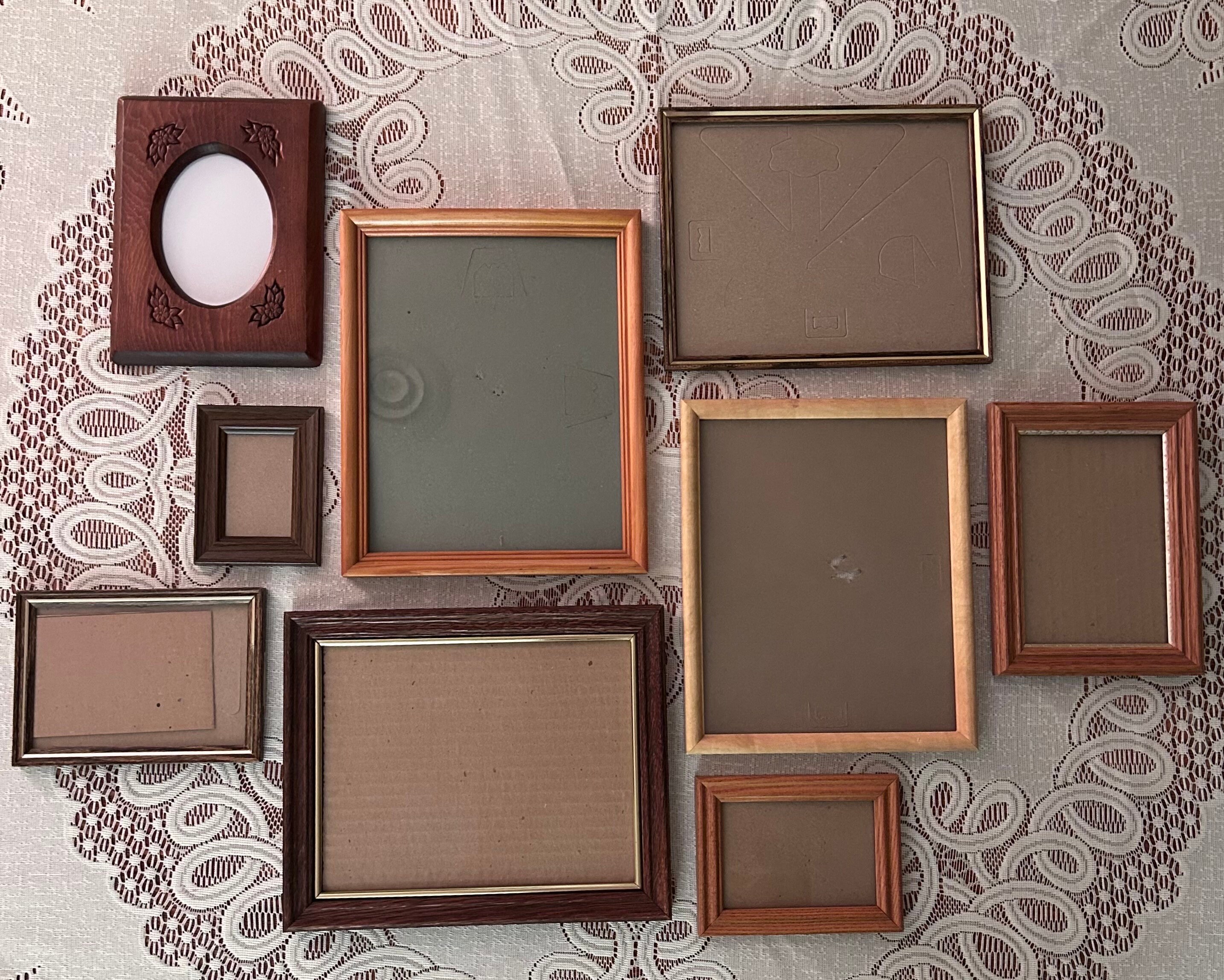 Gallery Wall Set Mixed Wood Frames up to 8x10” Light Dark Medium and ...