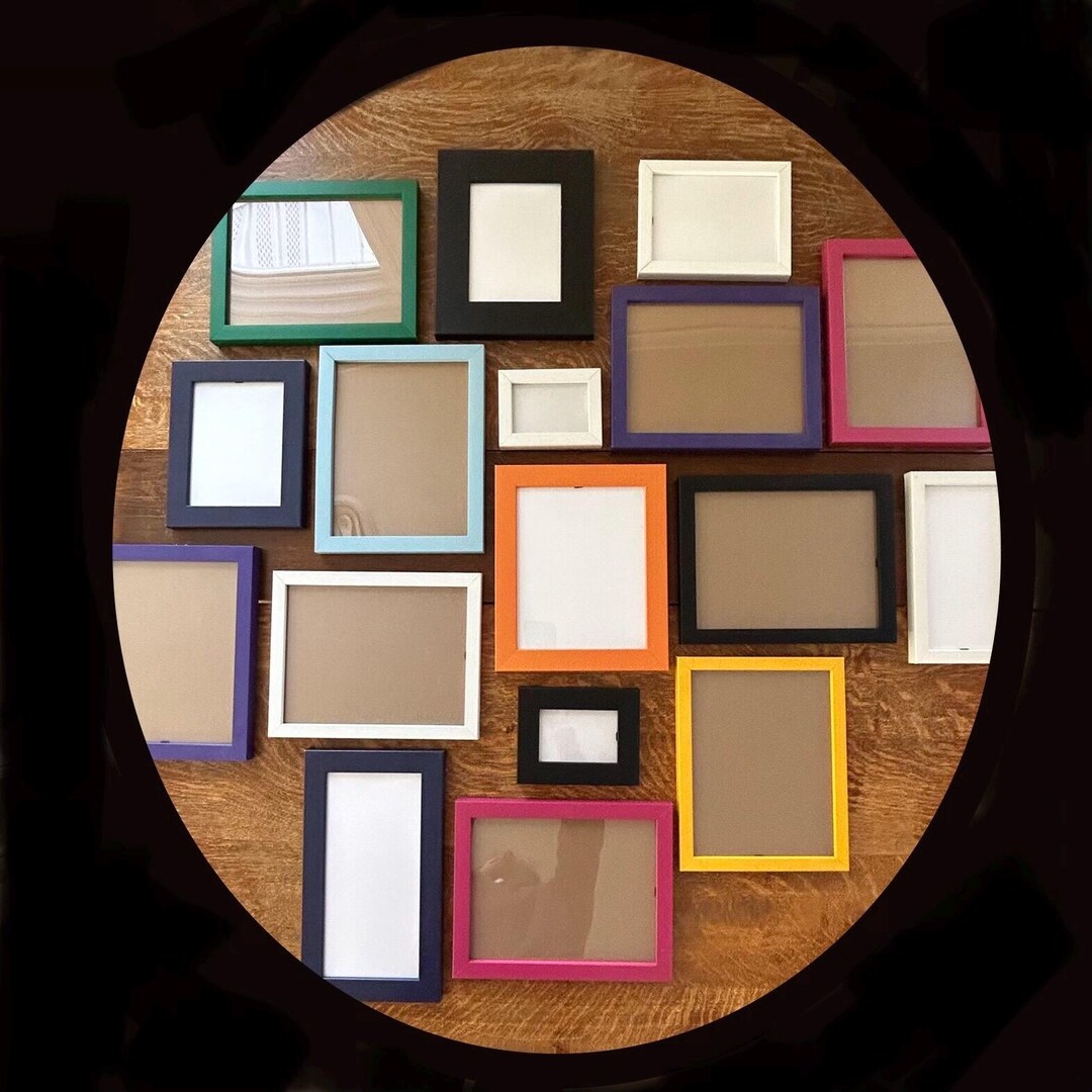 Gallery Wall Frames 17 Piece Set Bright Colorful Wood Frames Picture ...