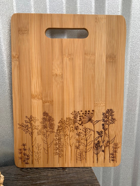 Wildflowers Engraved Cutting Board | Etsy