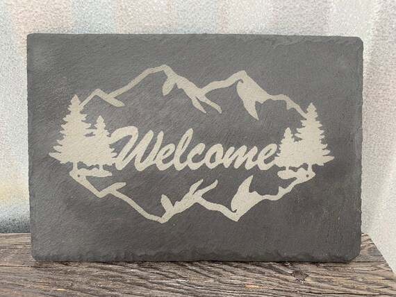 Welcome Slate Trivet/cheeseboard/sign - Etsy