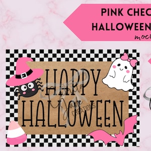 Pink Checker Halloween Banner Mockup - Etsy