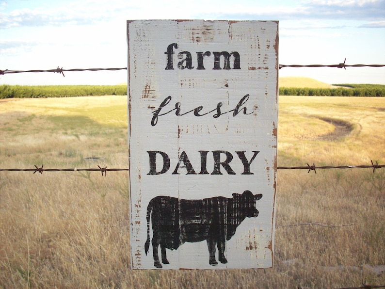 Farm Fresh Dairy Cow Art / Farmhouse Kitchen Wall Decor / - Etsy