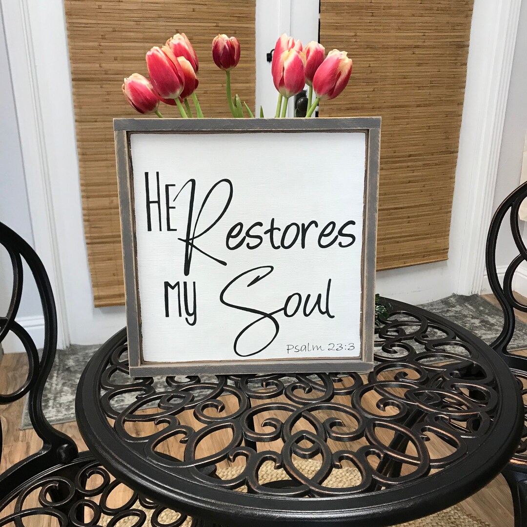 Religious Wall Art / Belief in God / Inspirational Saying / Psalm 23:3 ...
