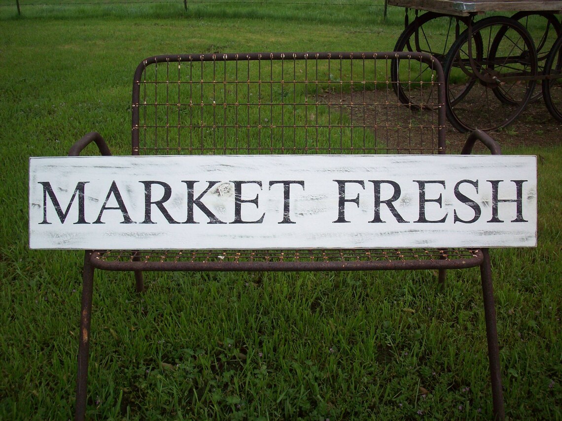 Large MARKET FRESH Sign / Farmhouse Decor / French Country - Etsy