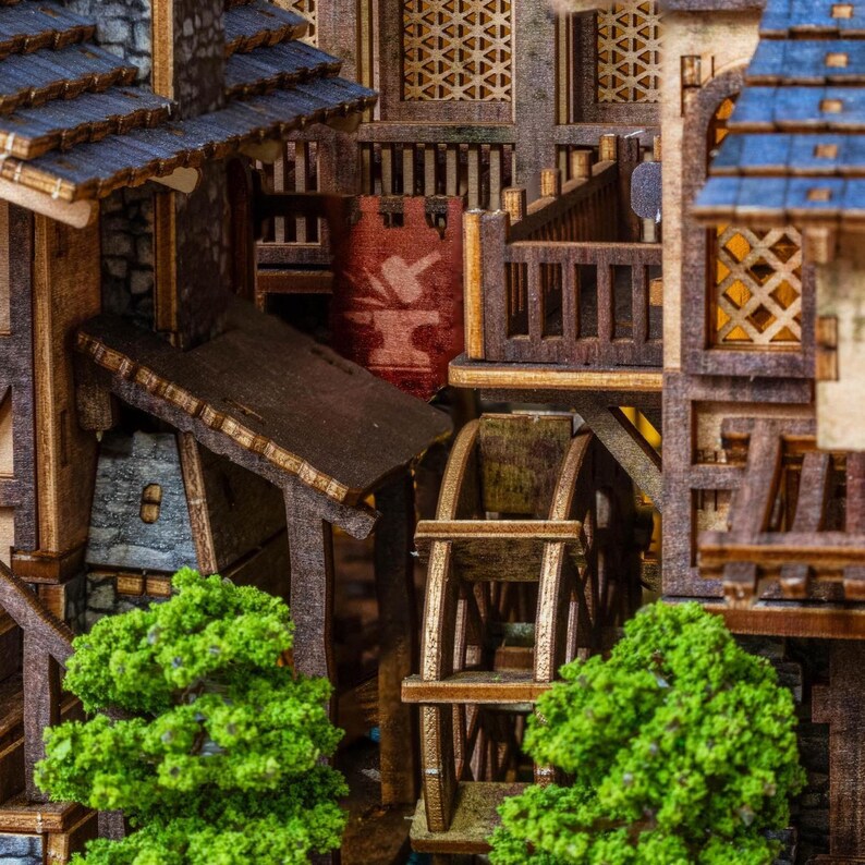 Medieval Manors House Book Nook | DIY Miniature LED Bookshelf Insert & Fantasy Library Décor - Etsy