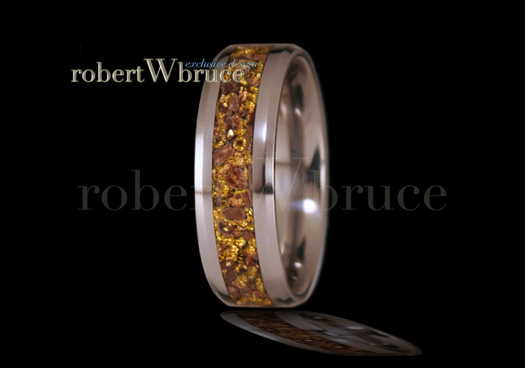 T-rex & 24kt Gold Ring / Dinosaur Bone / Titanium Ring / the - Etsy