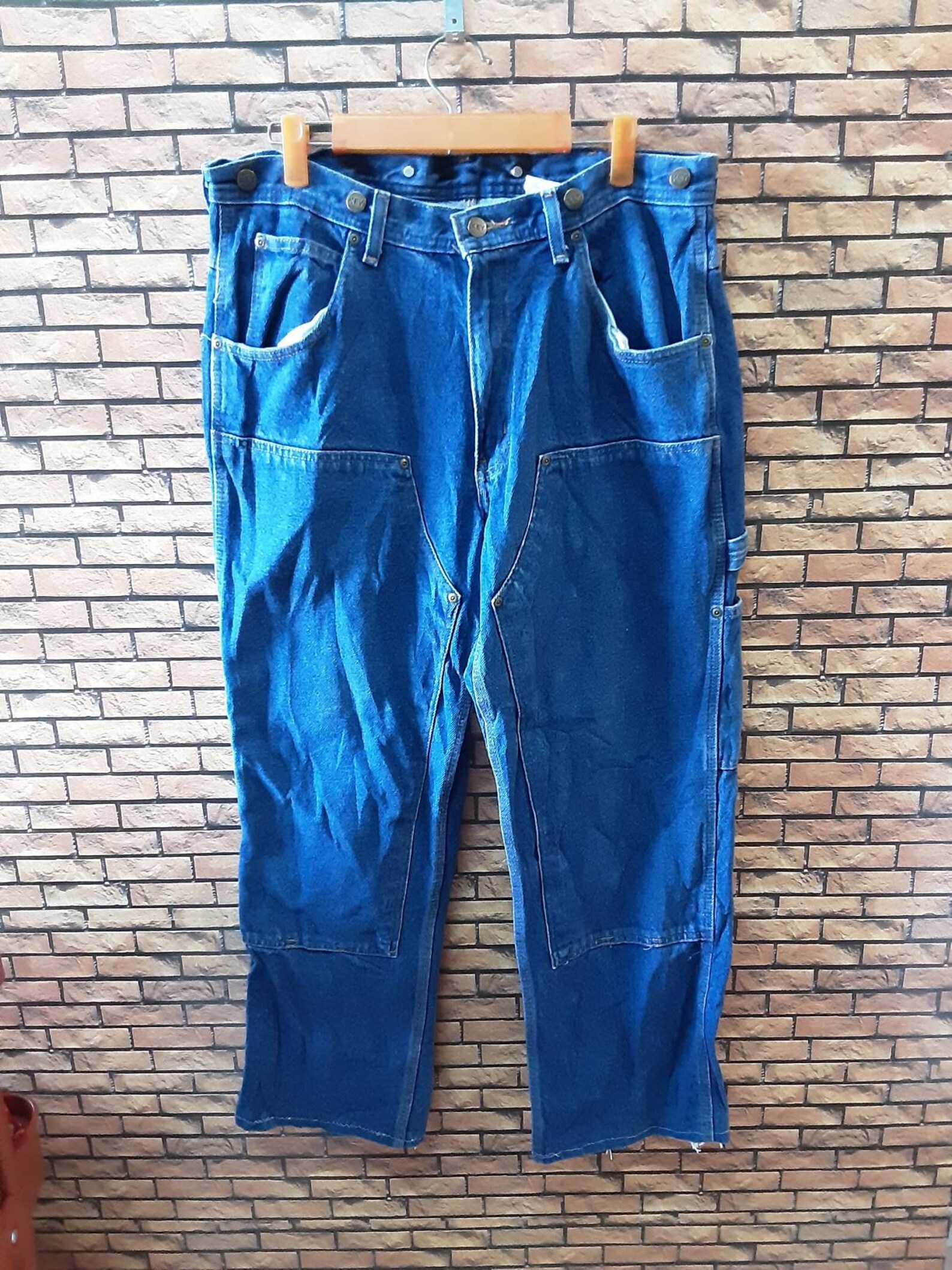 Men's Vintage KEY Jeans Work Carpenter Double Knee Button Waist 36x29 ...