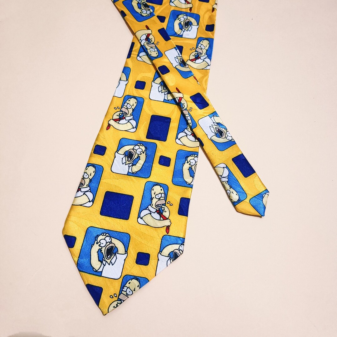 THE SIMPSONS Hand Made Gold City Men's Necktie - Etsy
