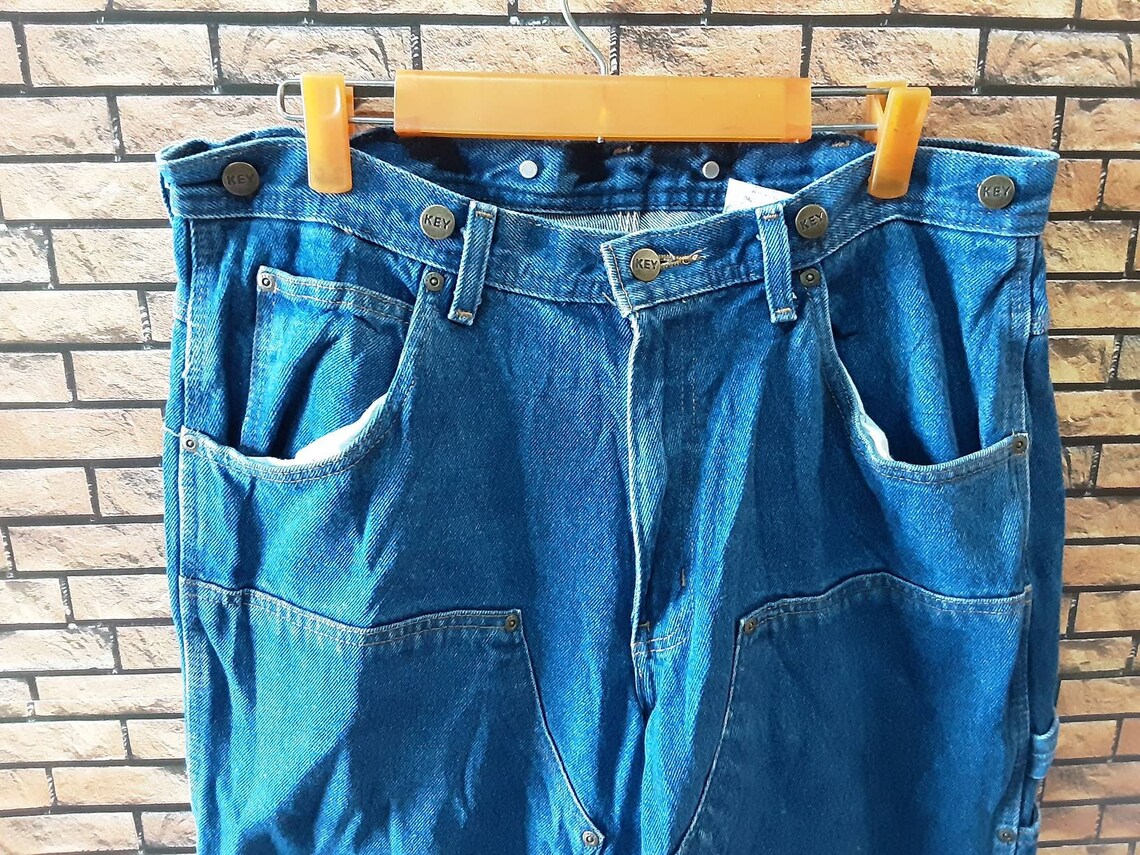 Men's Vintage KEY Jeans Work Carpenter Double Knee Button | Etsy