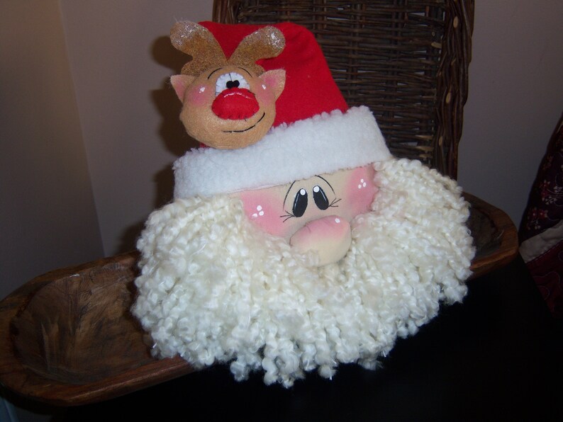 Christmas Santa With Rudy Head Shelf Sitter Home Accent PAPER PATTERN ...