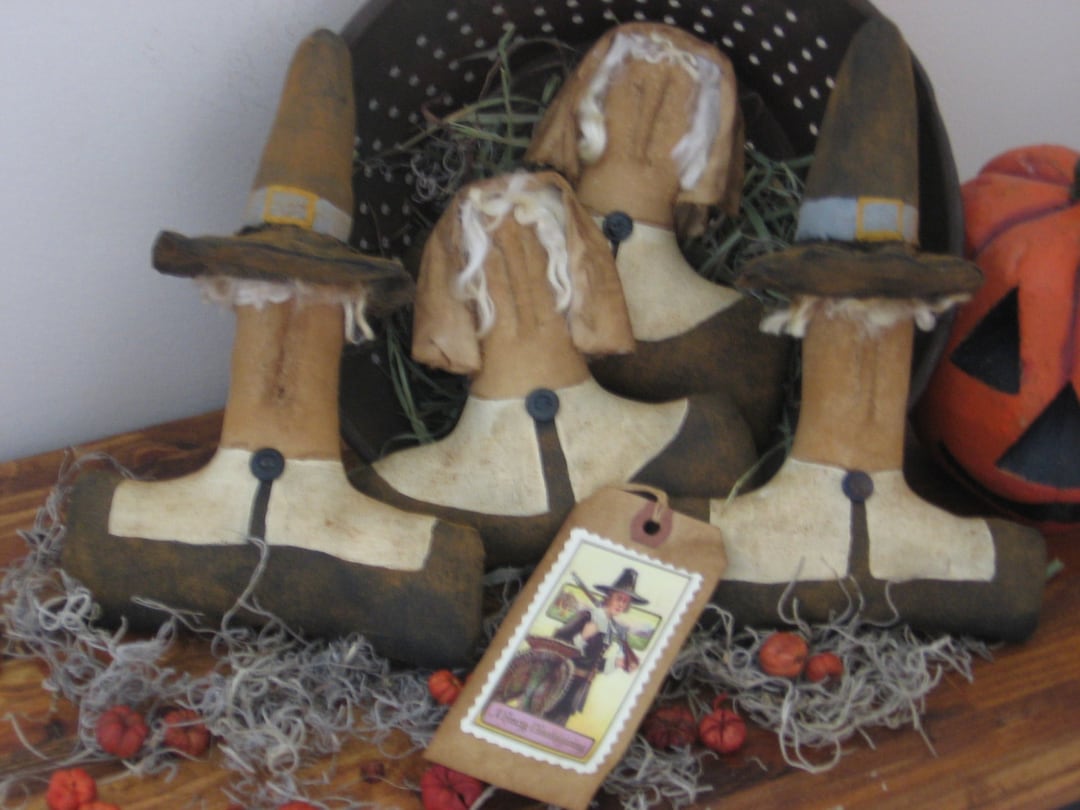 MAILED Pattern-primitive Thanksgiving Pilgrims Harvest Bowl Fillers ...