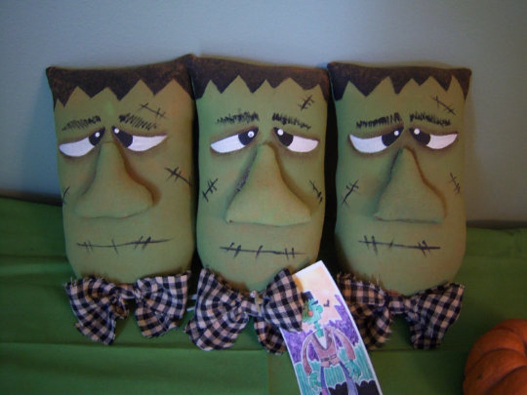 E-PATTERN- Primitive Halloween Scary Frankenstein Bowl Fillers Shelf ...